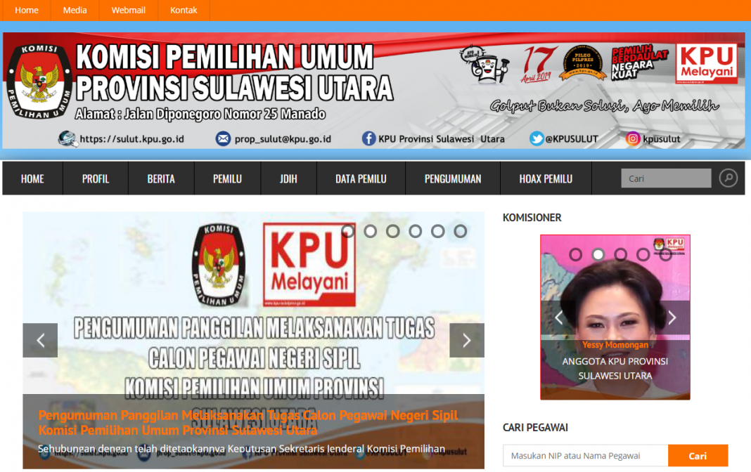 Website KPU Provinsi Sulawesi Utara Diretas Hacker